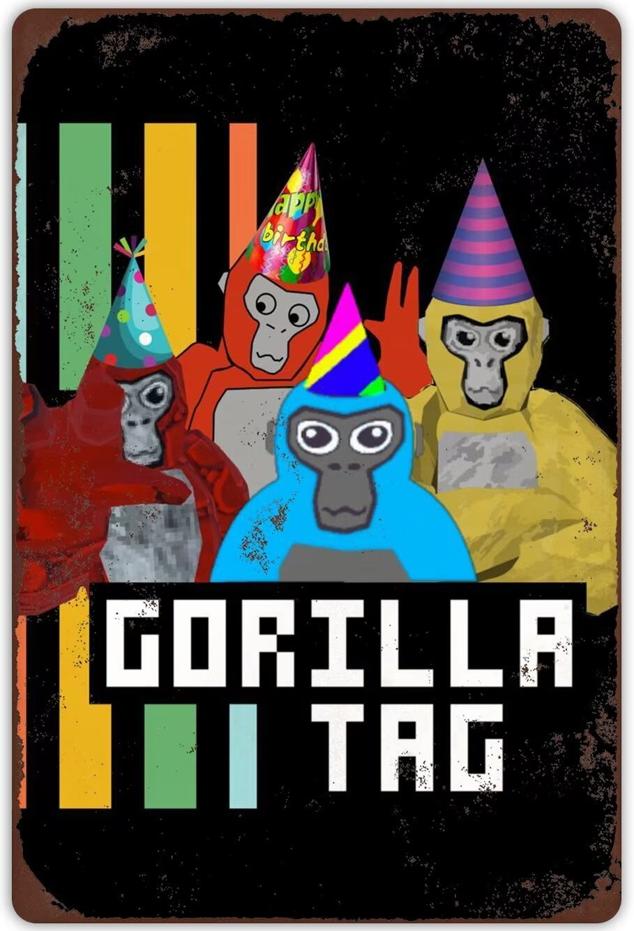 Vintage Gorilla Tag Poster Metal Sign Monkey With Birthday VR Game ...