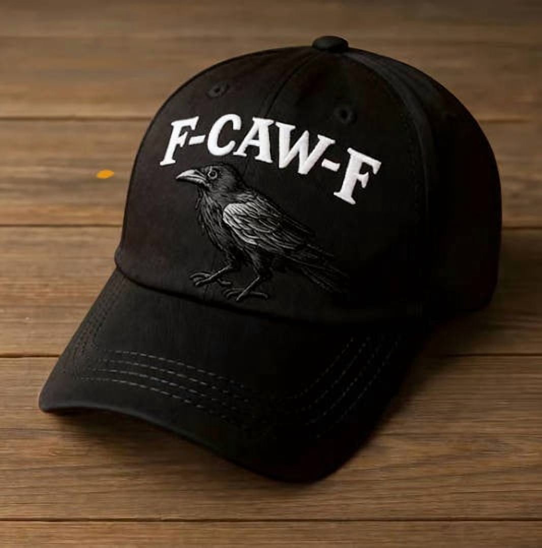 Vintage Gothic Black Crow Embroidery Cap, F-Caw-F Pattern Men's ...