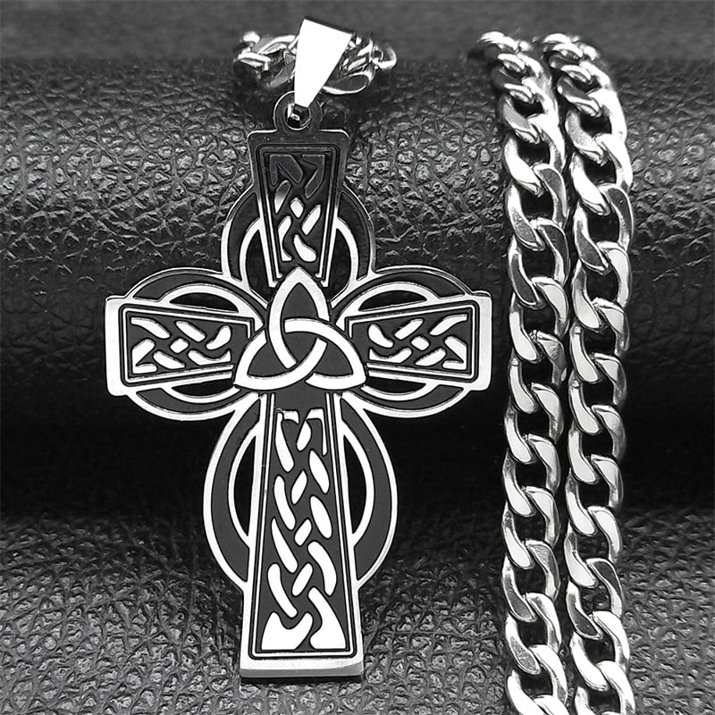 Vintage Gothic Celtic Knot Nordic Necklace for Men 14K White Gold ...