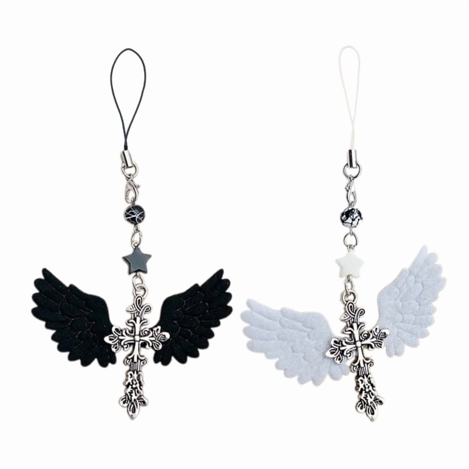 Vintage Gothic Cross Angel Wings Keychain Unique Keyring Bag Pendant ...
