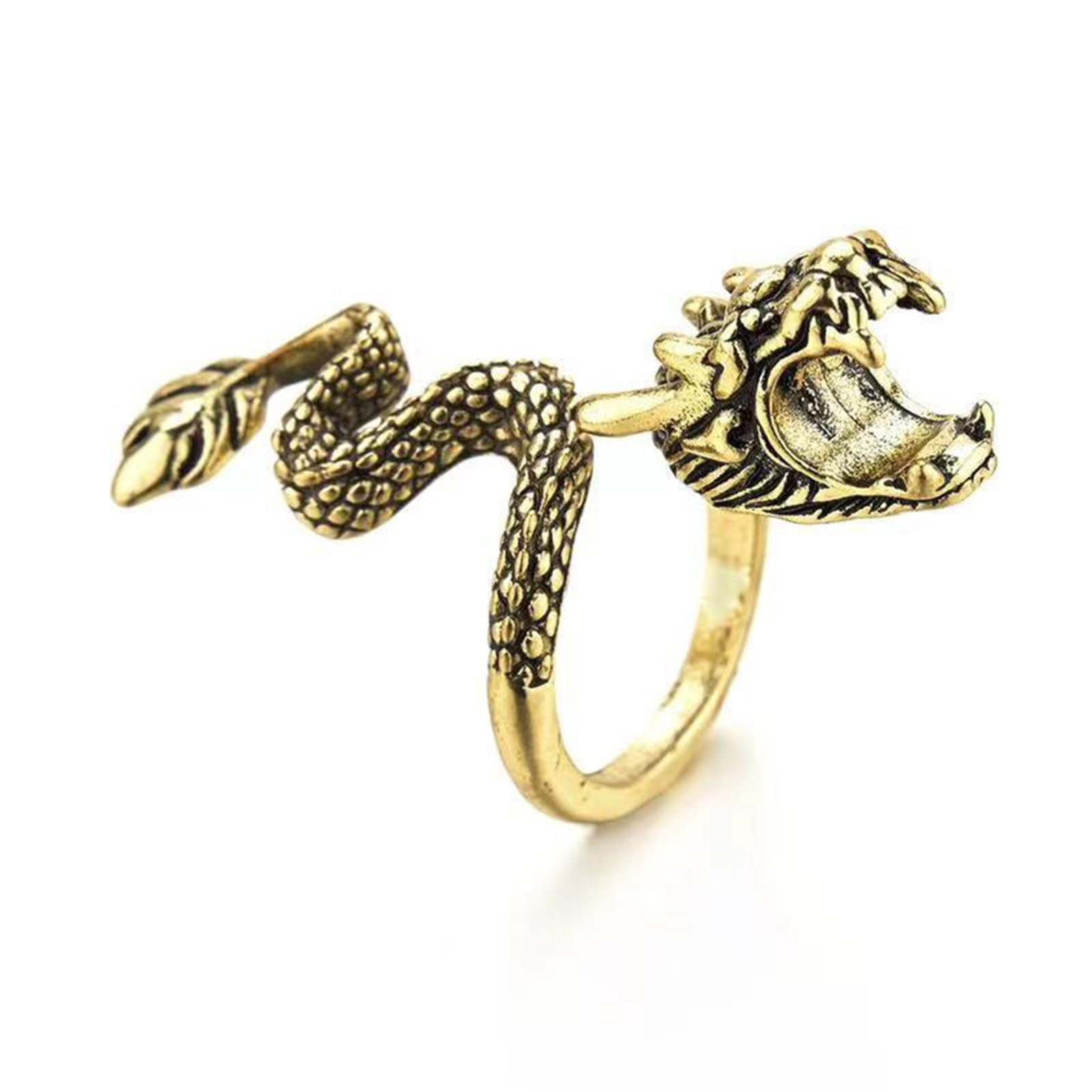 Vintage Gothic Dragon Ring, Adjustable Dragon Rings Finger Wrap Ring ...