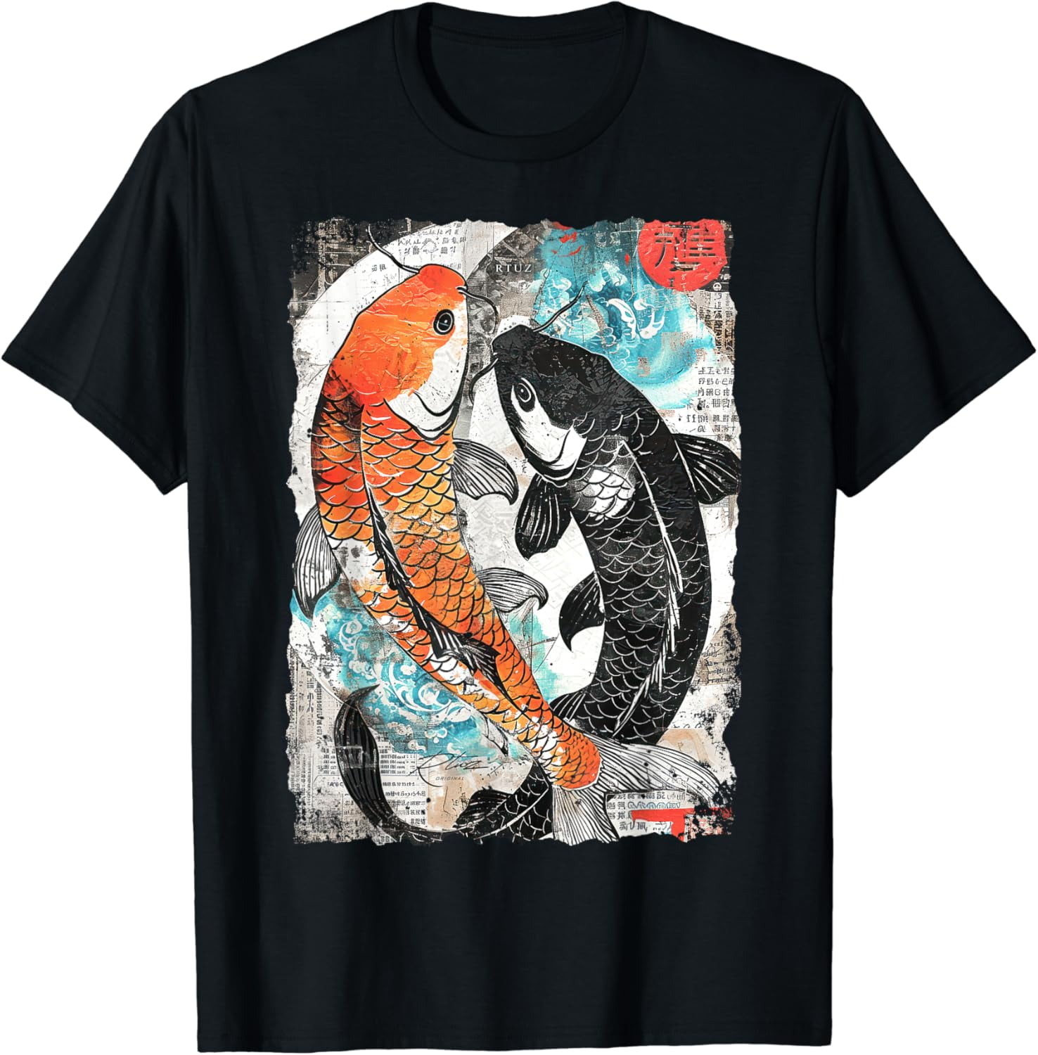 Vintage Graffiti Nishikigoi Fish Koi Carp T-Shirt - Walmart.com