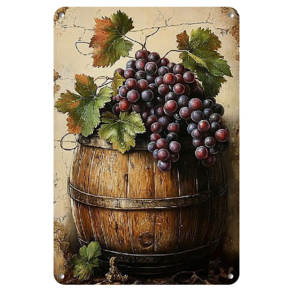 Vintage Grape Harvest Wine Making Metal Tin Sign, Iron Wall Art Decor ...