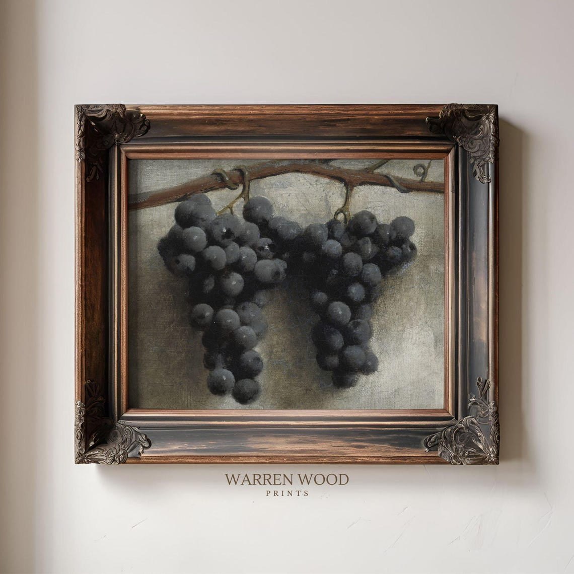 Vintage Grape Vine Print, 18Th Century Rustic Wall Art, Muted Washed ...