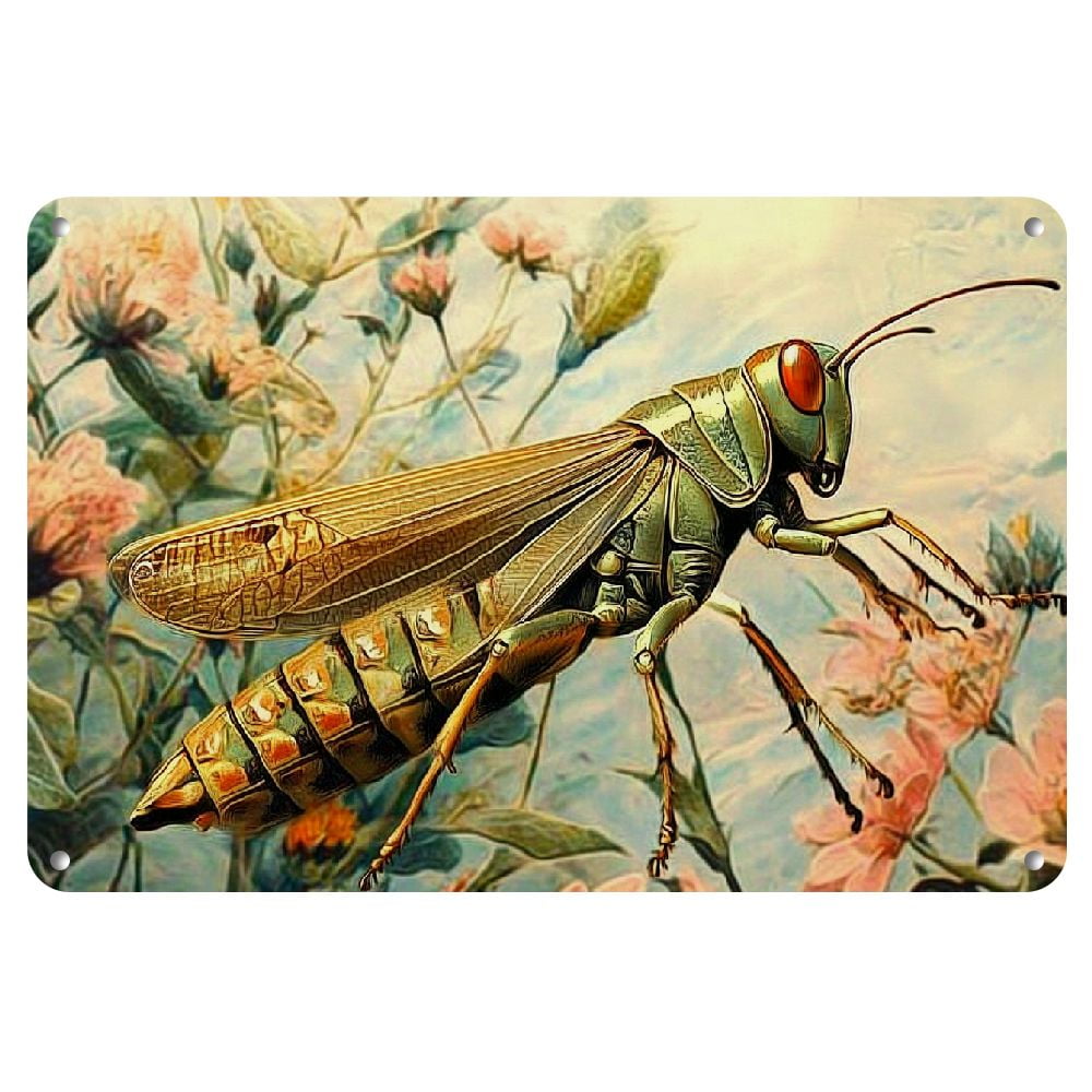 Vintage Grasshopper Wall Art Sign: 8\"x12\" Iron Decorative Plaque for ...