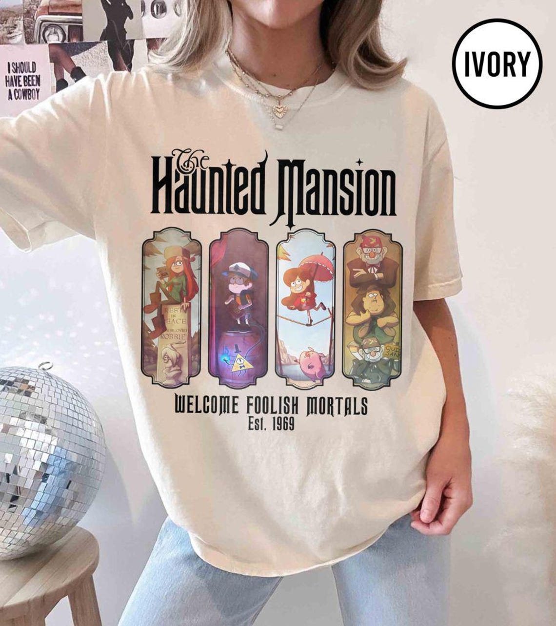 Vintage Gravity Falls Custom Haunted Mansion Stretching Room Shirt ...