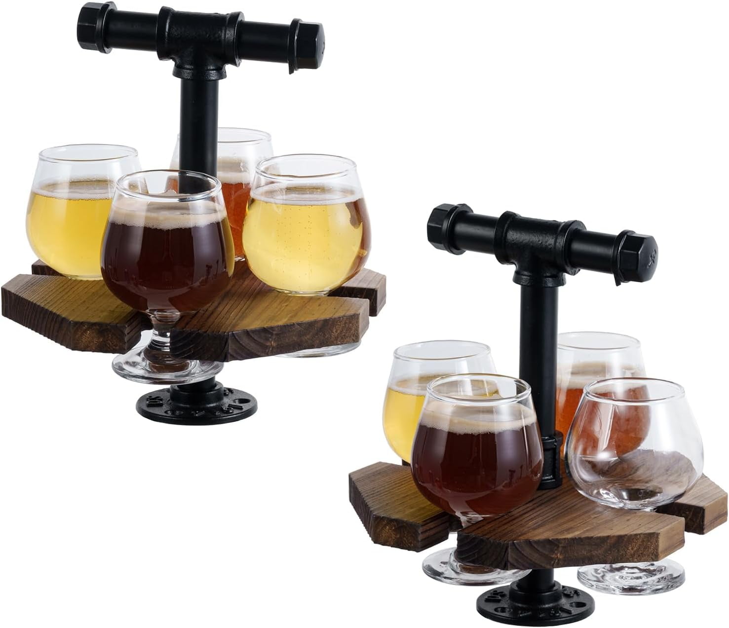 Vintage Gray Solid Wood Serving Beer Whiskey Flight Set Tray with ...