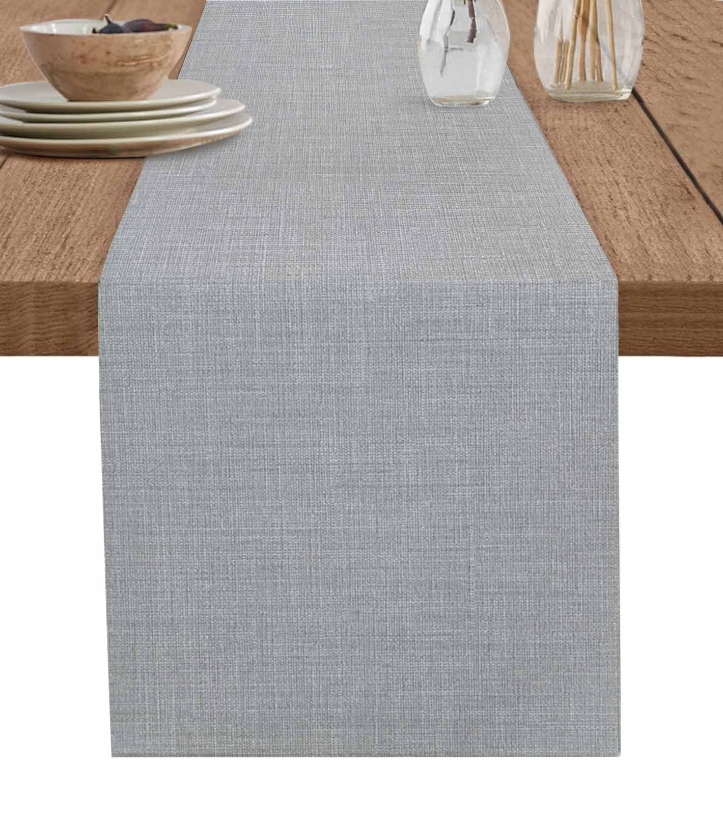Vintage Gray Table Runners 120 Inches Long, Cotton Linen Fabric Table ...