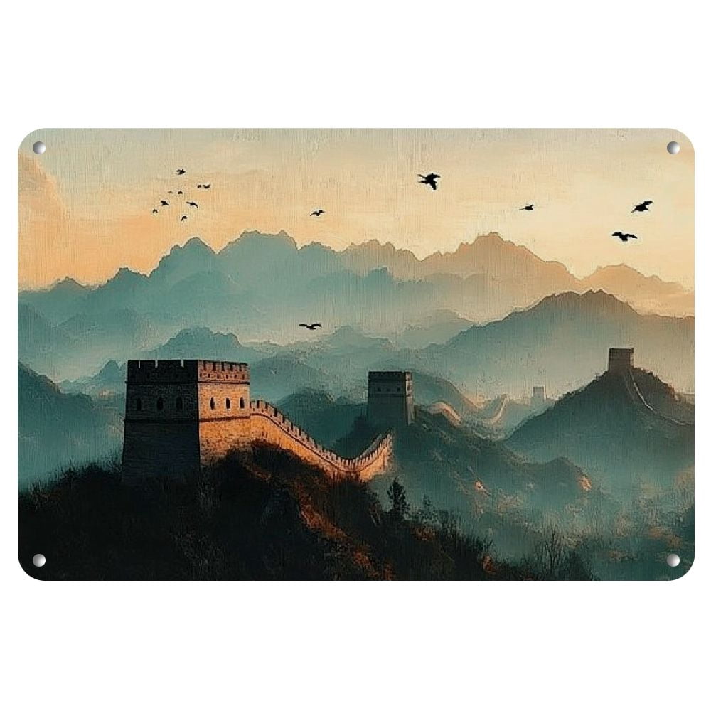 Vintage Great Wall of China Artwork on Iron Metal Sign - 1pc, Weather ...