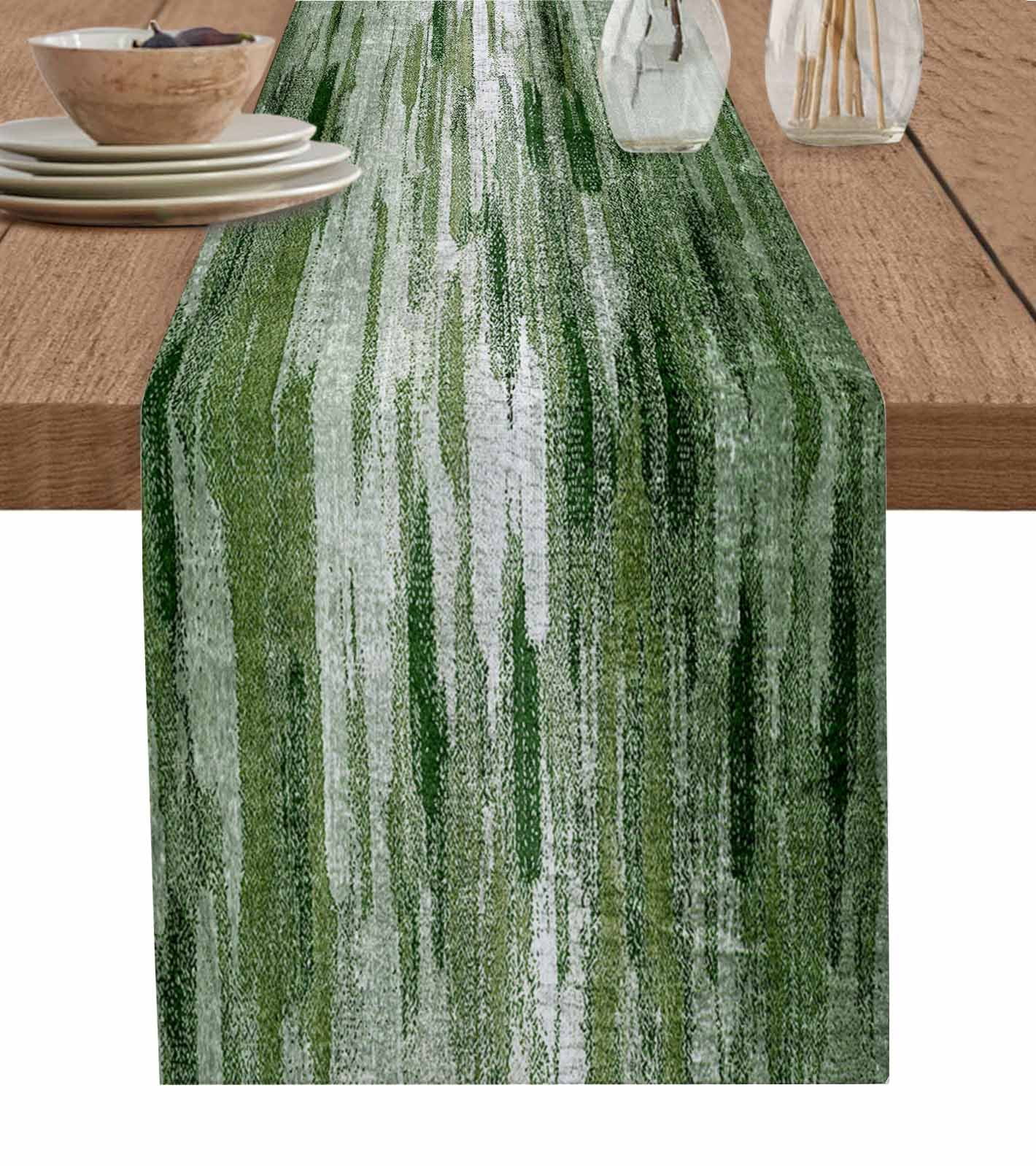 Vintage Green Burlap-Cotton Table Runner 72 Inches Long,Modern ...