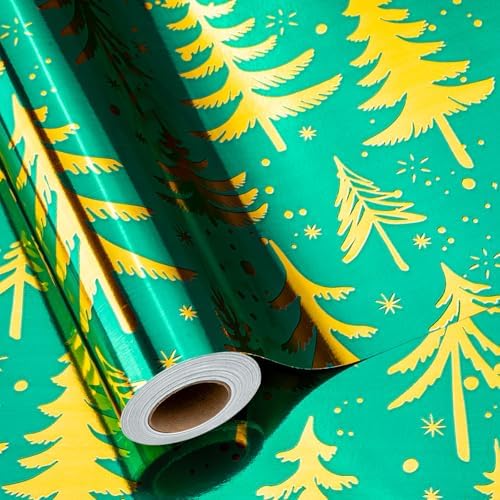 Vintage Green Christmas Wrapping Paper Roll - 17 Inch X 33 Feet ...