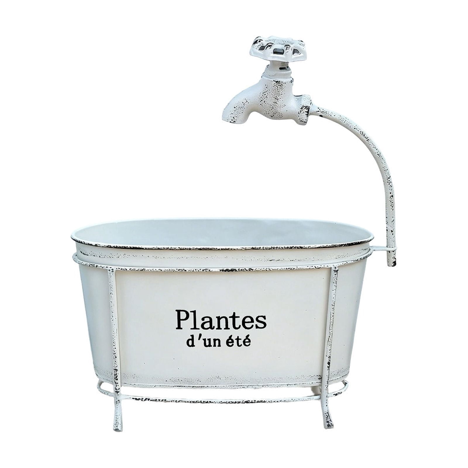 Vintage Green Iron Faucet Planter, Rustic Wall Mount Outdoor Garden ...