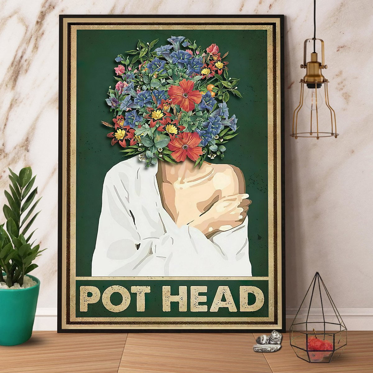Vintage Green Pot Head Gardening Paper Poster No Frame Matte Wall Art ...