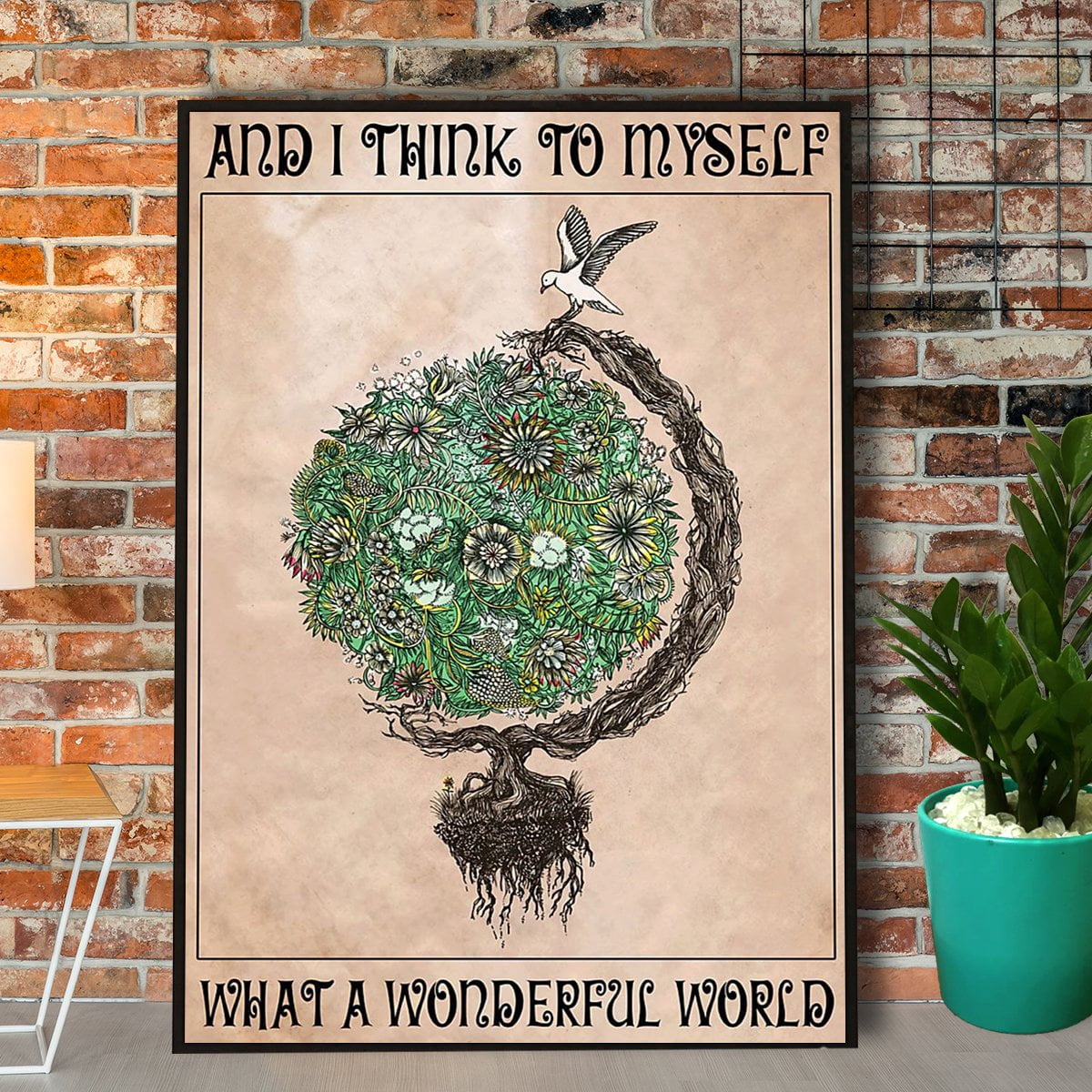 Vintage Green Tree Globe And I Think To Myself What A Wonderful World ...