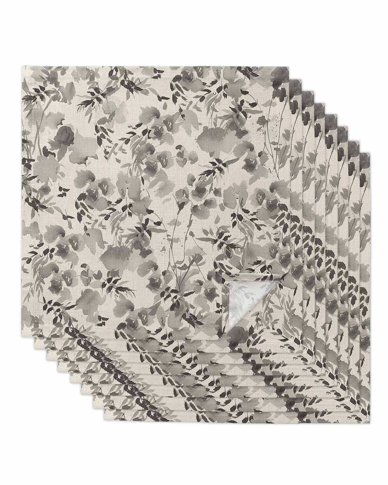 Vintage Grey Flower Cloth Napkins Set of 8 Reusable Dinner Napkins ...