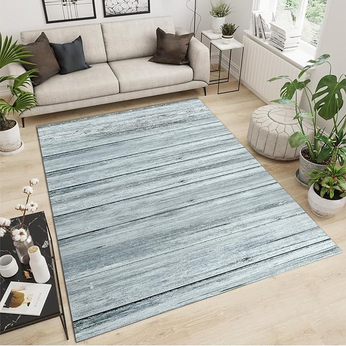Vintage Grey Wood Plank Texture Area Rug, Farmhouse Wood Plank Pattern ...