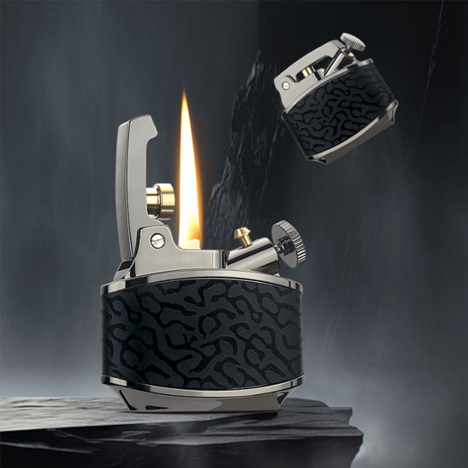 Vintage Grinding Wheel Lighter, Classic Soft Flame, Refillable Kerosene ...