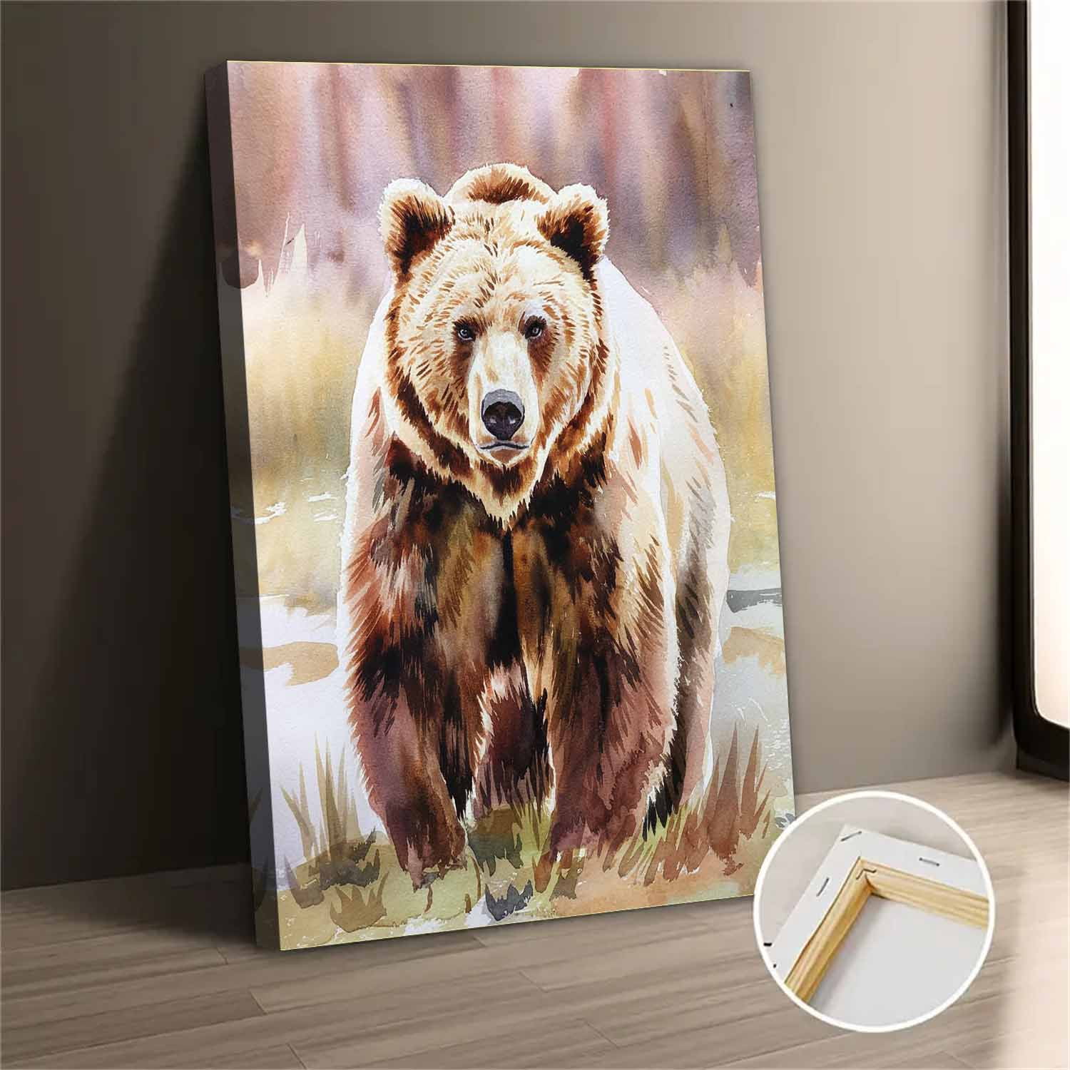 Vintage Grizzly Bear Canvas Wall Art Print for Bedroom Living Room Home ...