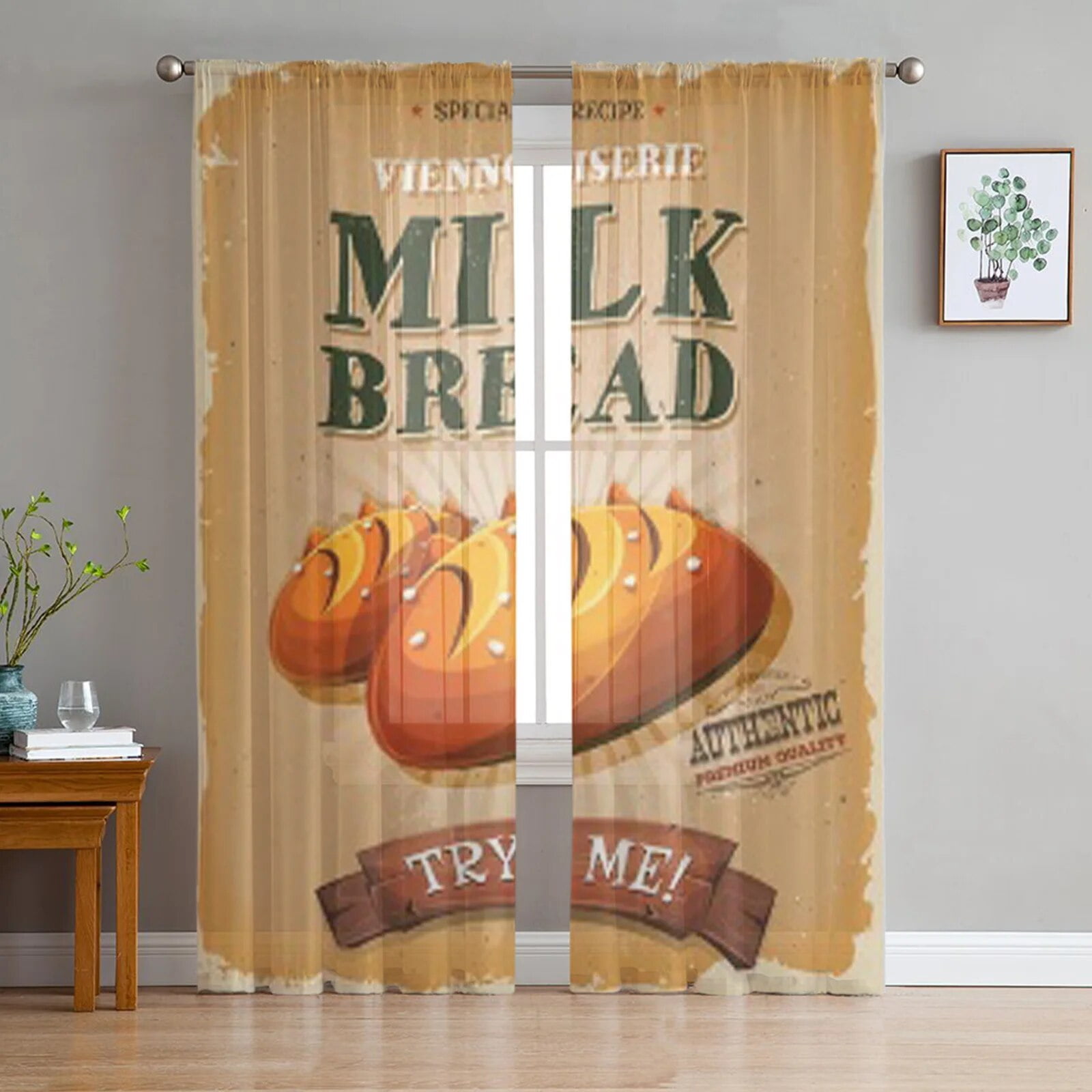 Vintage Grunge Poster With Appetizing French Milk Bread Bread French ...