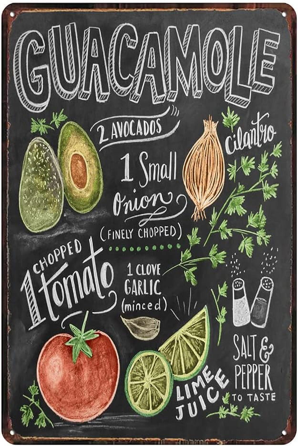 Vintage Guacamole Tin Sign - Retro Food Metel Sign - Wall Decor Wall ...