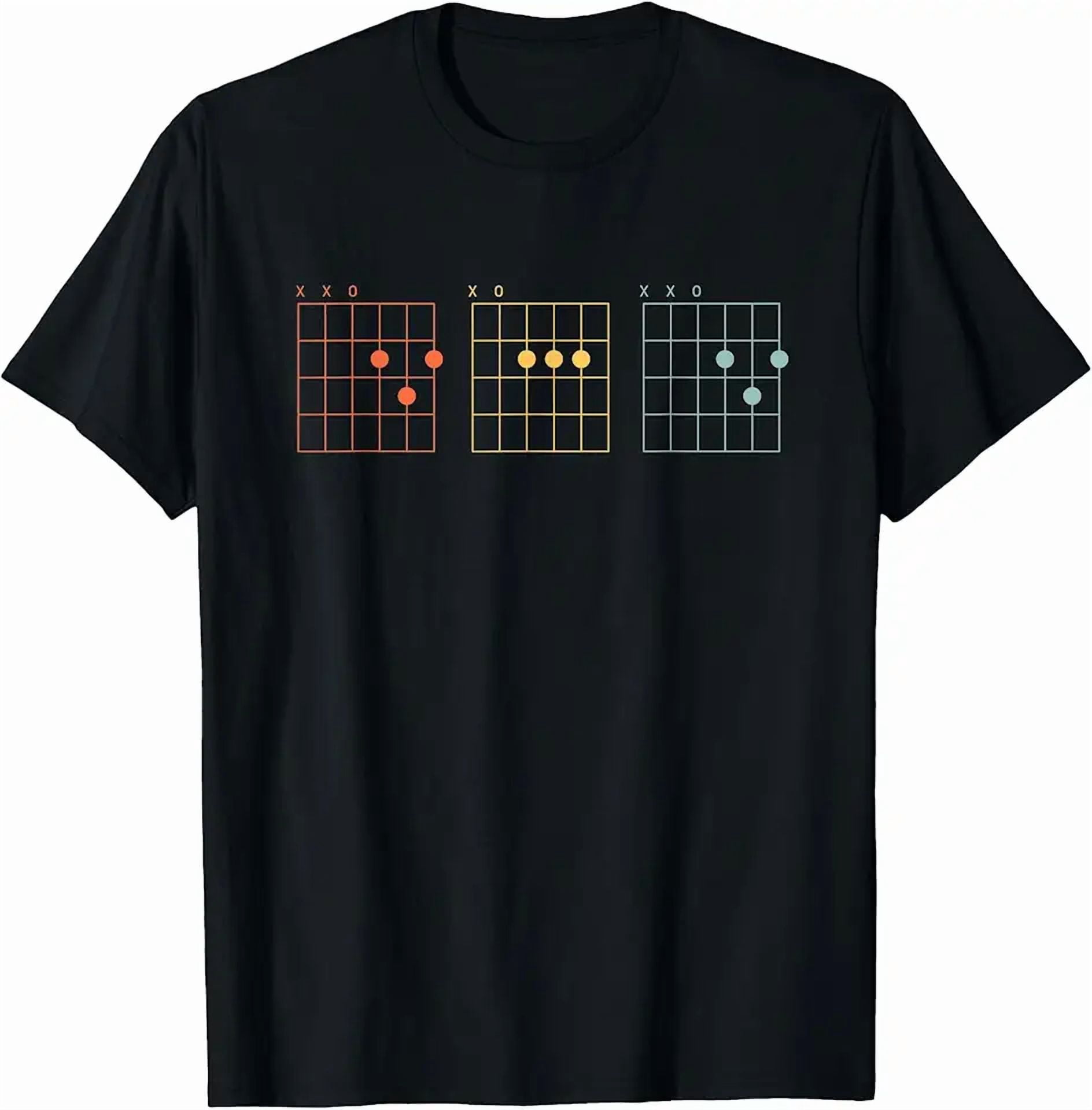 Vintage Guitar Chord Chart Graphic Gift for Dad Men Casual T-Shirt ...