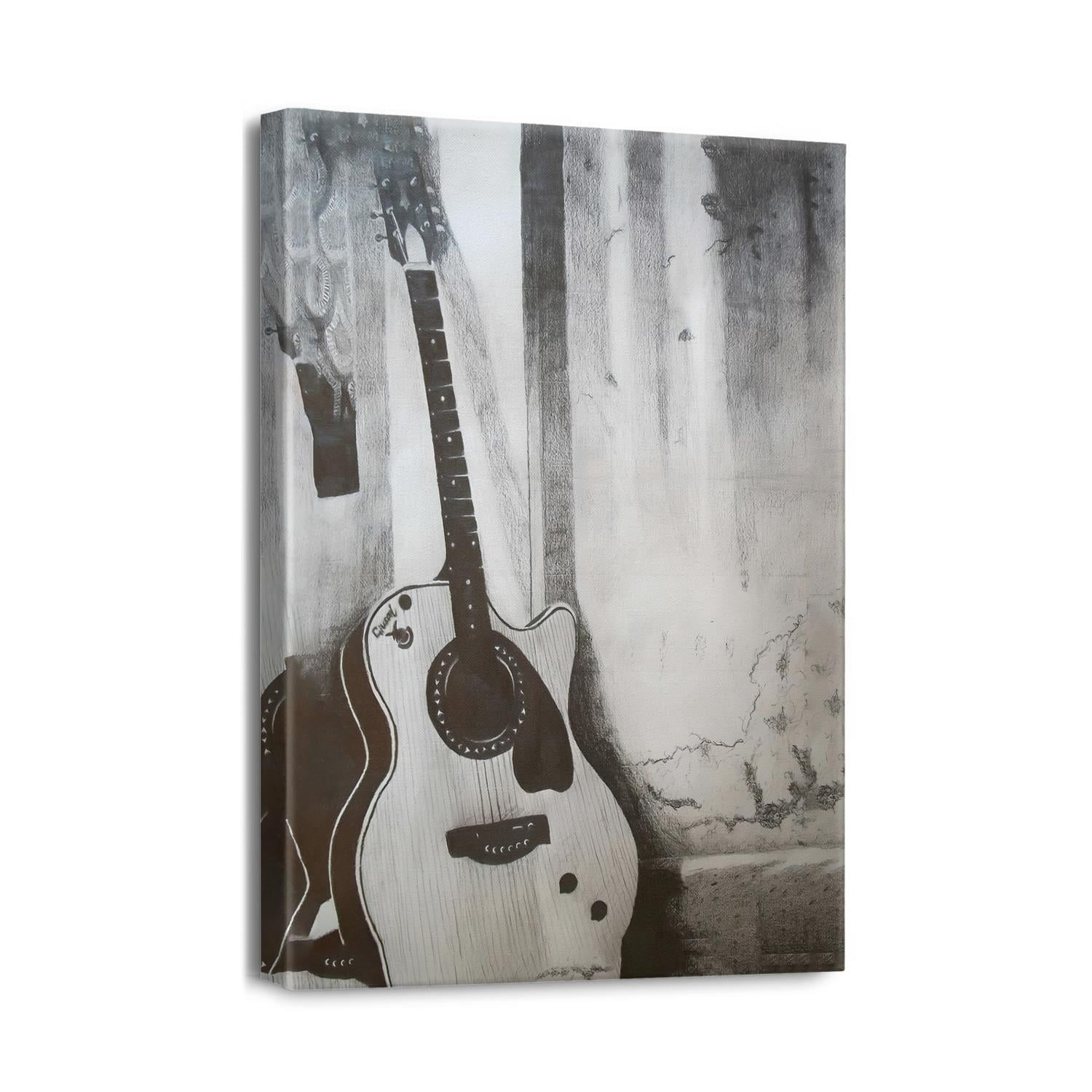 Vintage Guitar Wall Art - Rustic Musical Instrument Canvas Print ...