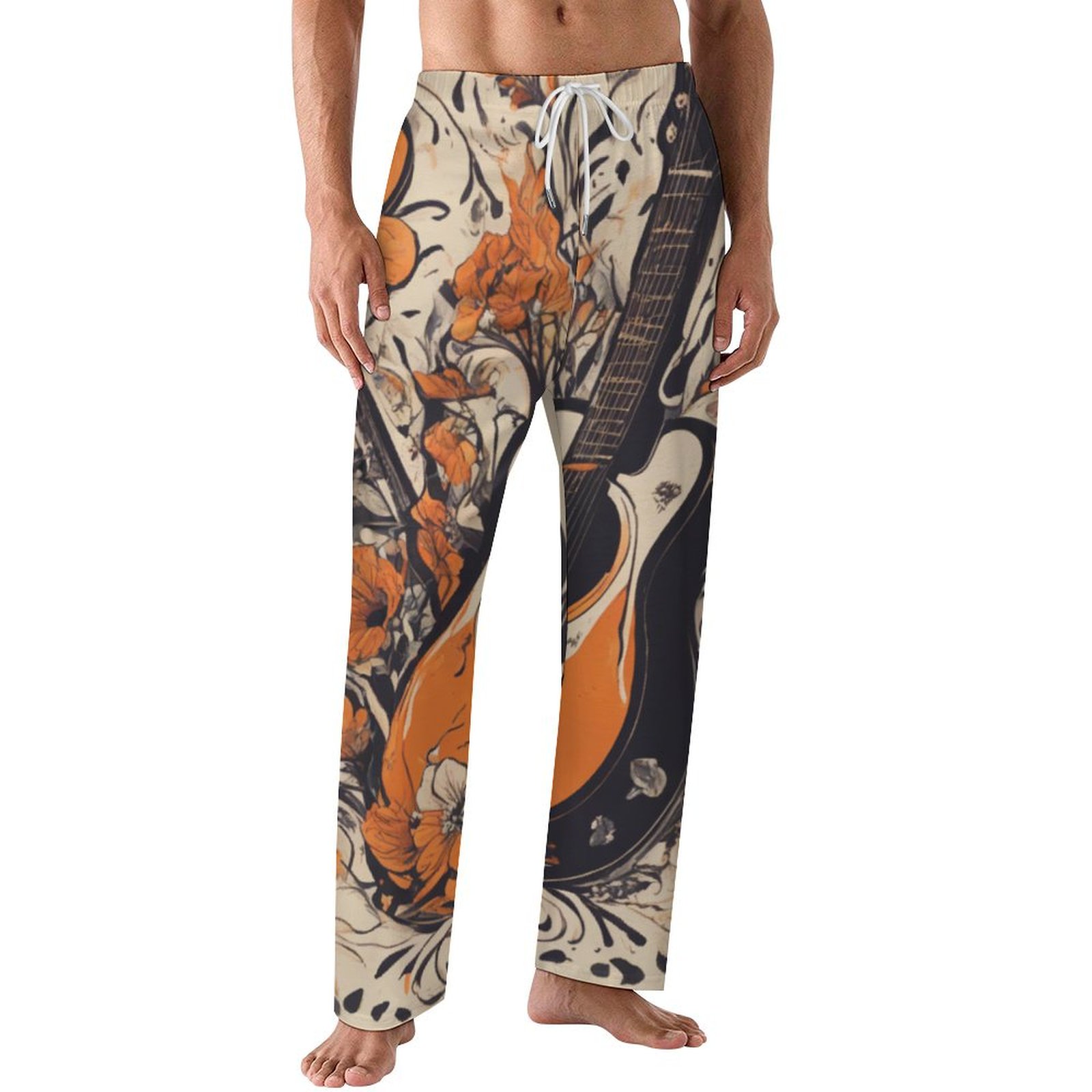 Vintage Guitar With Wings Mens Pajamas Pajama Pants Mens Sleepwear ...