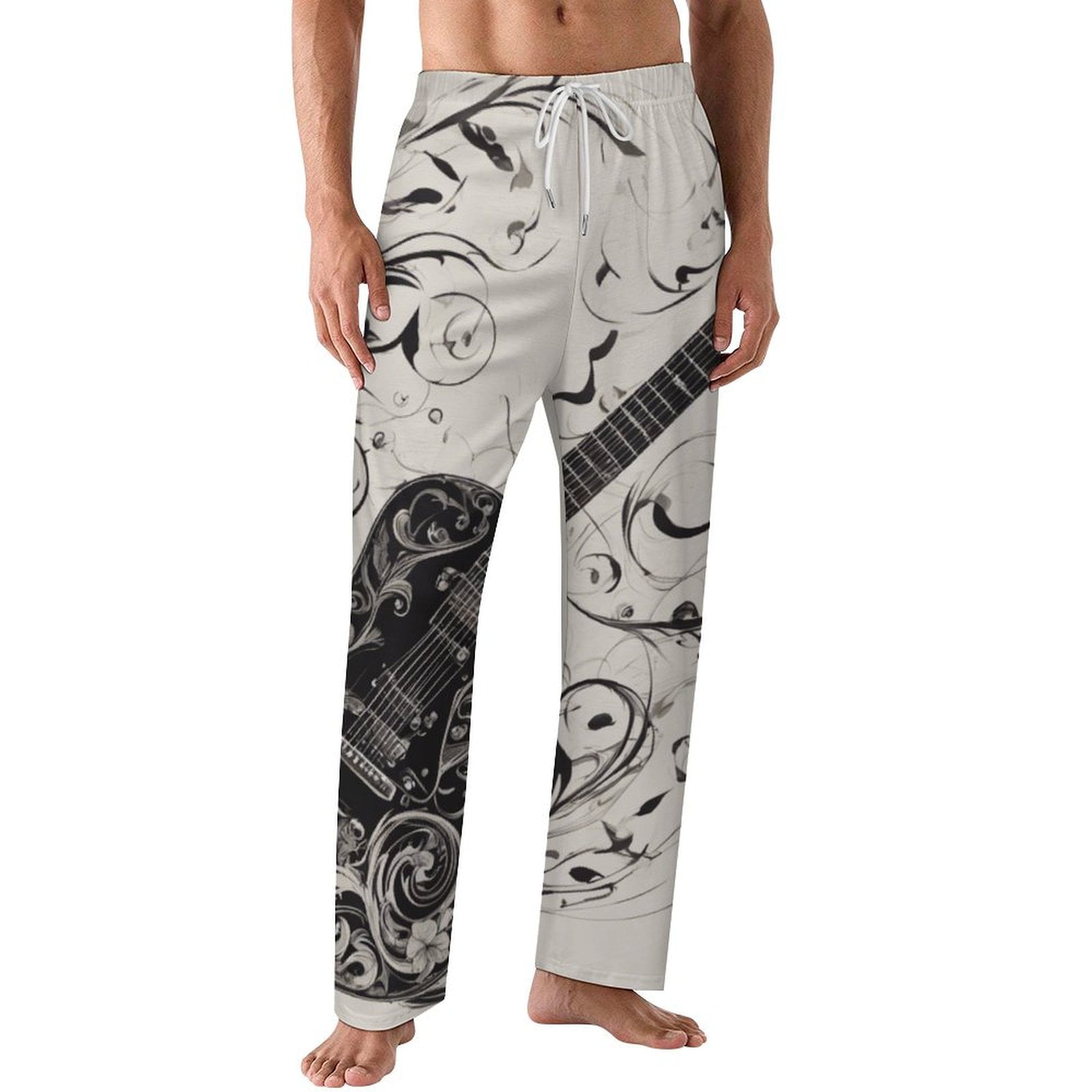 Vintage Guitar With Wings Mens Pajamas Pajama Pants Mens Sleepwear ...