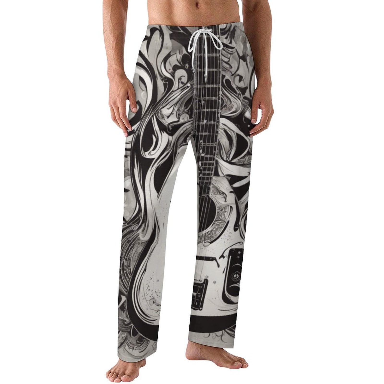 Vintage Guitar With Wings Mens Pajamas Pajama Pants Mens Sleepwear ...