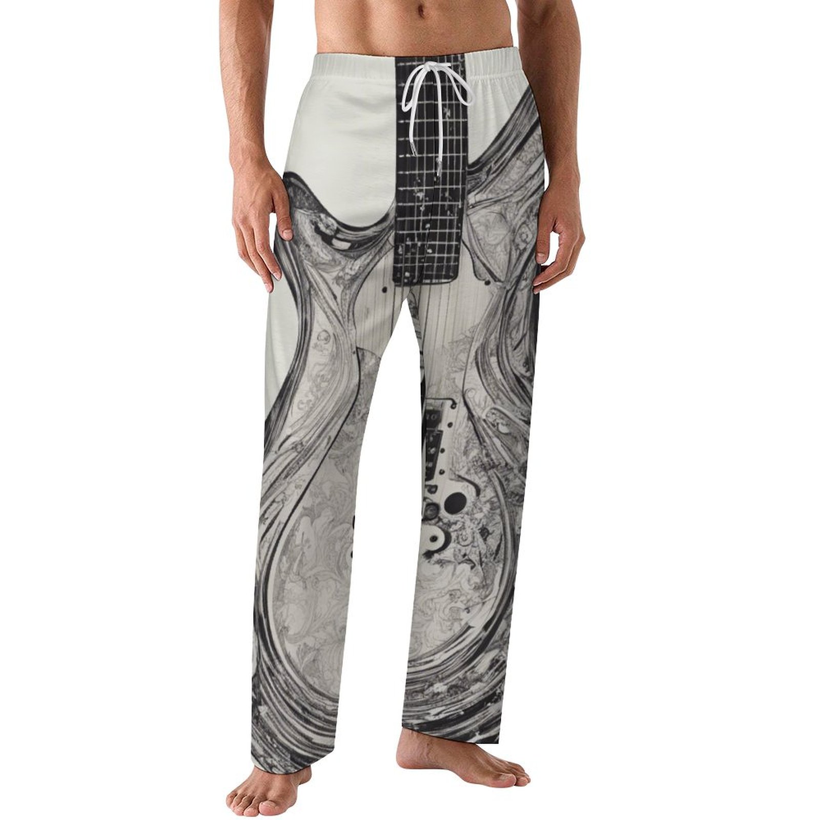 Vintage Guitar With Wings Mens Pajamas Pajama Pants Mens Sleepwear ...