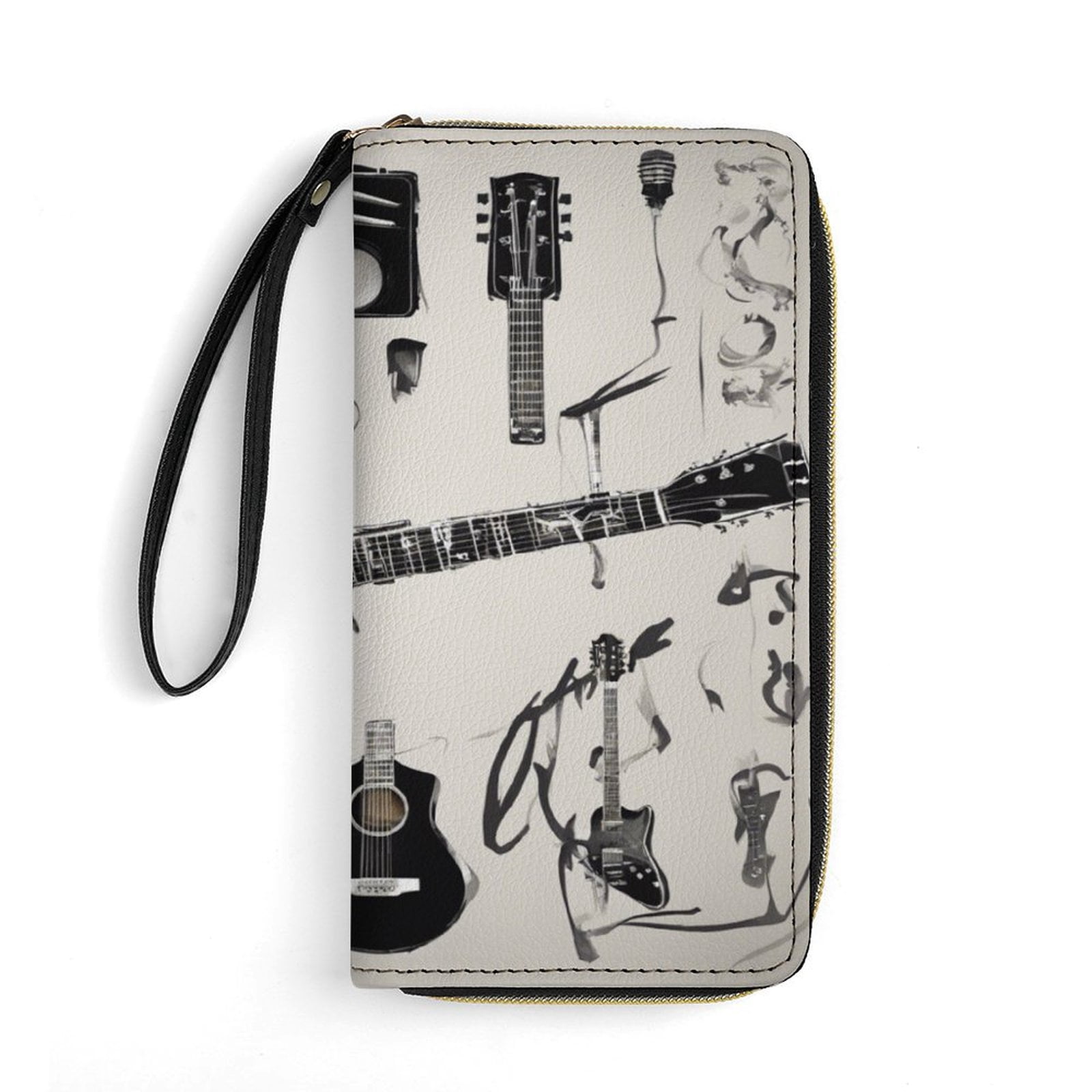 Vintage Guitar With Wings Wallet for Womens PU Leather Zip Around ...