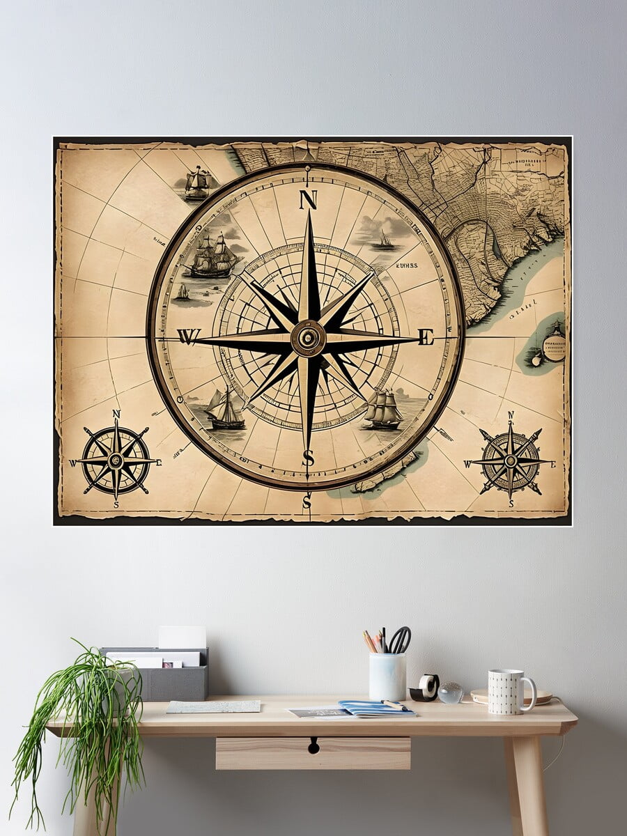 Vintage Gulf Of Mexico Map Art Poster Wall Art, Modern Wall Decor For ...