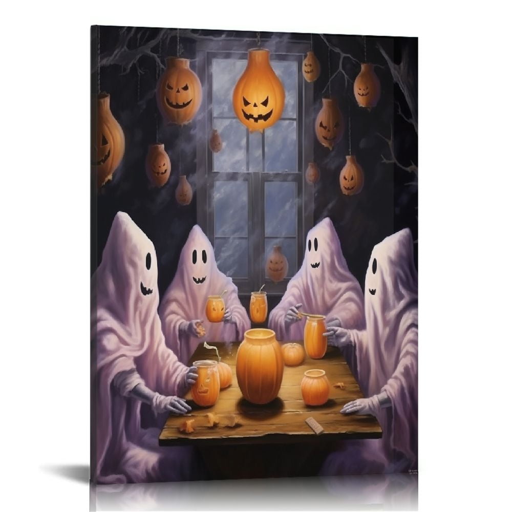 Vintage Halloween Canvas Wall Art, Retro Pumpkin Decor Poster Gothic ...