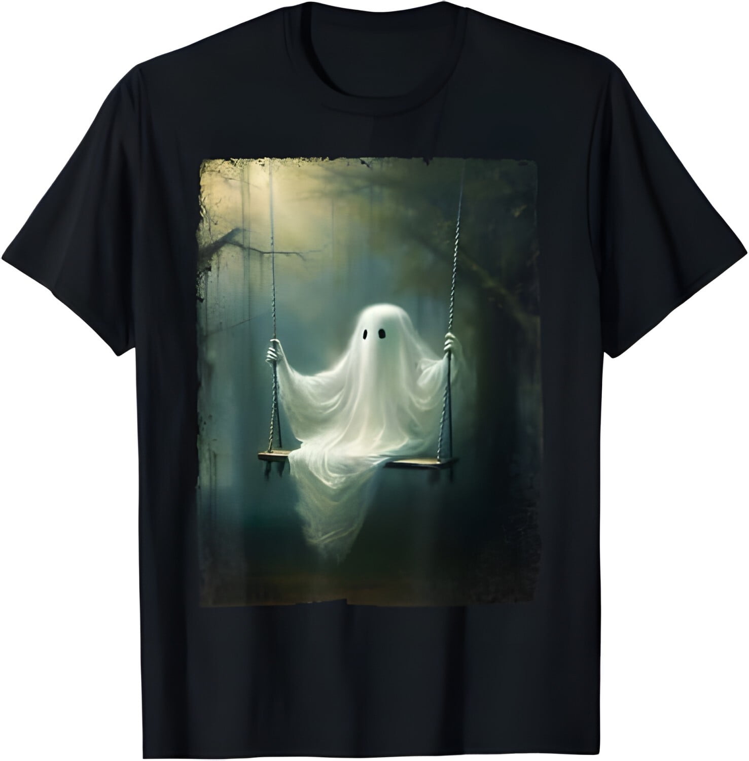 Vintage Halloween Costume Ghost Swing In The Forest Graphic T-Shirt ...