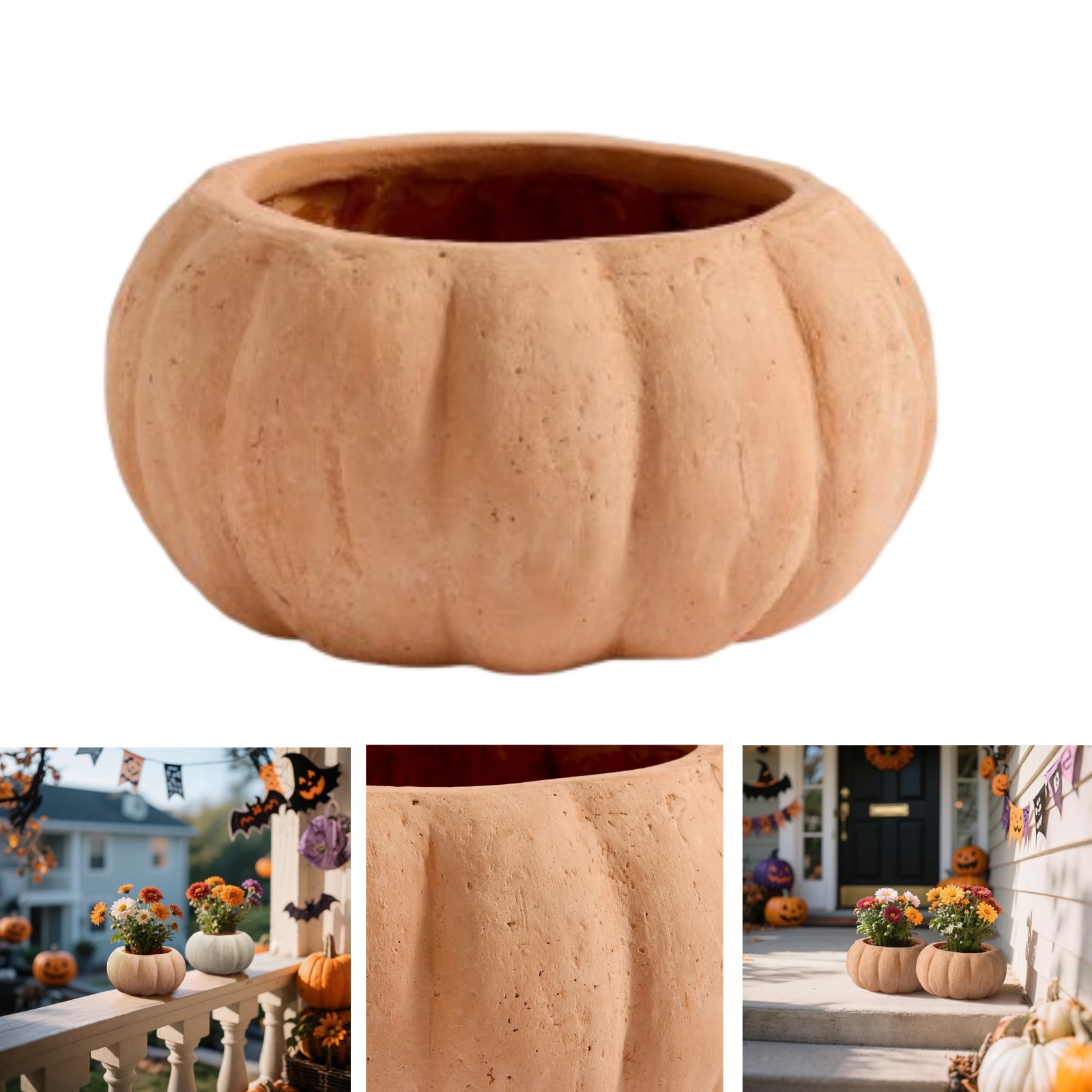 Vintage Halloween Decor丨 7 inch Cute Pumpkin Shaped Plant Pot for ...