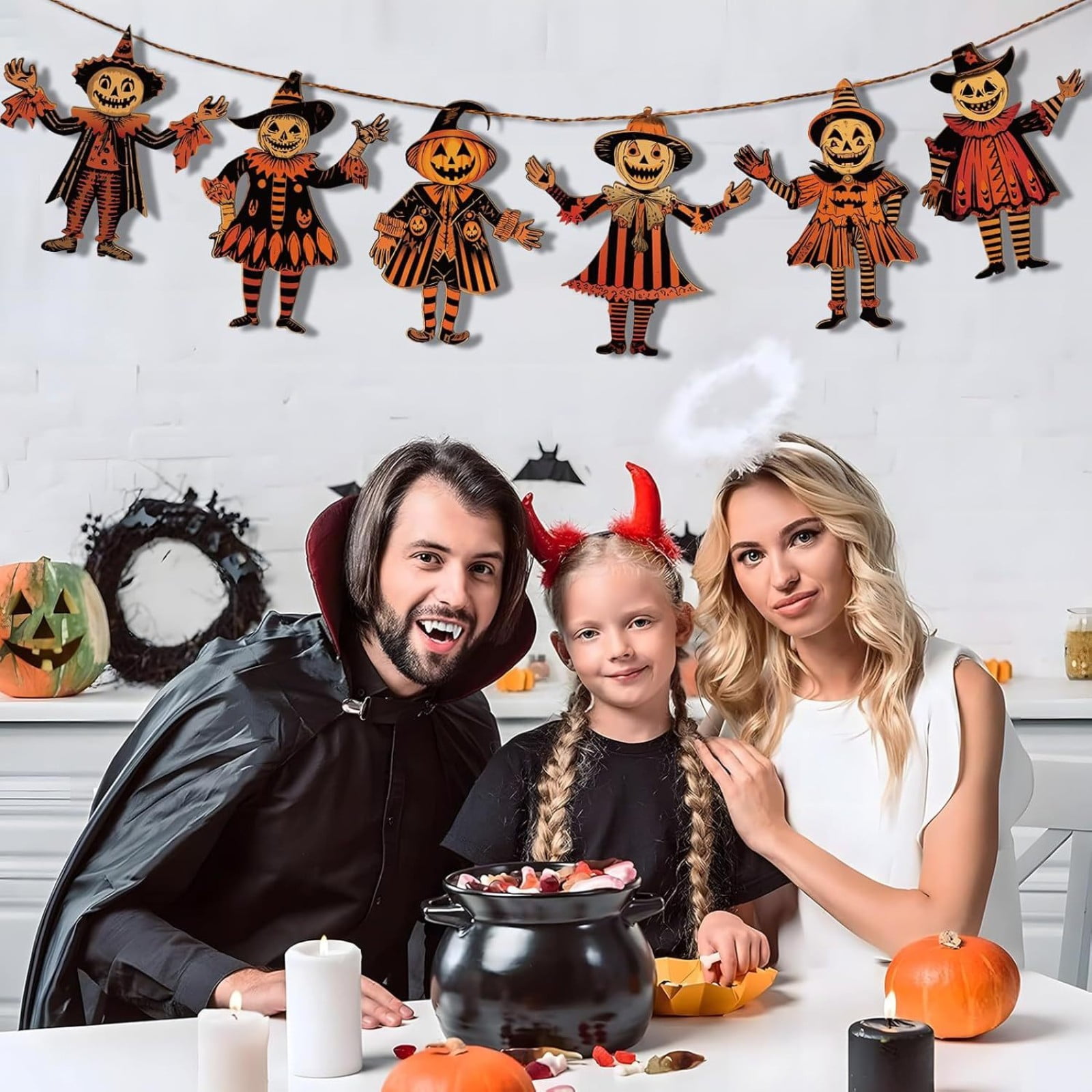 Vintage Halloween Decor Wood Banner 6pcs Vintage Halloween Bunting ...