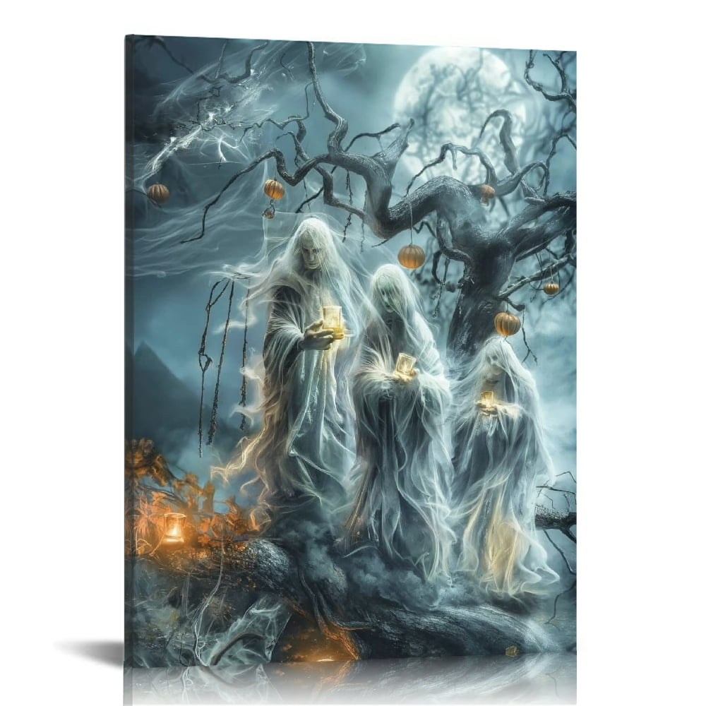 Vintage Halloween Ghost Canvas Wall Art Painting,Gothic Print Pictures ...