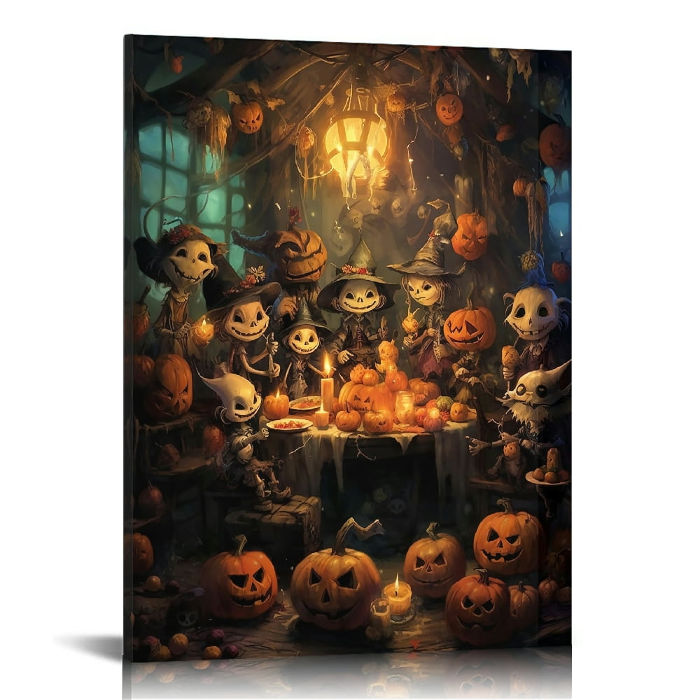 Vintage Halloween The Ghost Family's Pumpkin FeastCanvas Wall Art ...