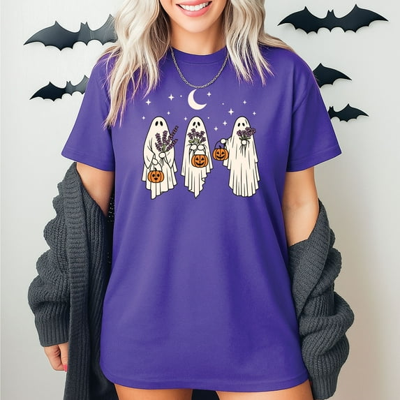 Vintage Halloween Ghost Shirt, Floral Retro Spooky Pumpkin Tee, Spooky ...