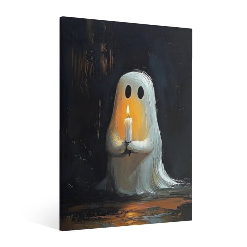 Vintage Halloween Ghost holding candle Canvas Wall Art Painting, Retro ...
