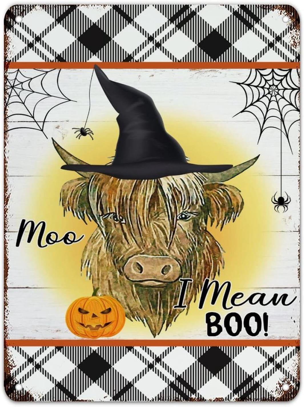 Vintage Halloween Metal Sign Halloween Yak Black Cat Tombstone Pumpkin ...