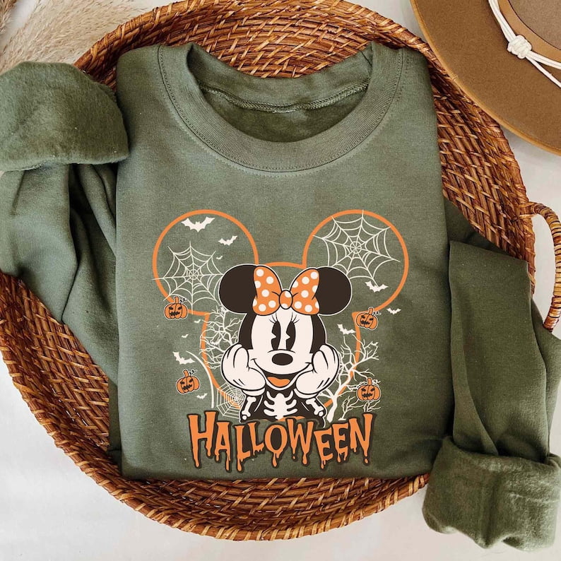 Vintage Halloween Minnie Mouse Skeleton Sweatshirt, Disney Mickey's Not ...