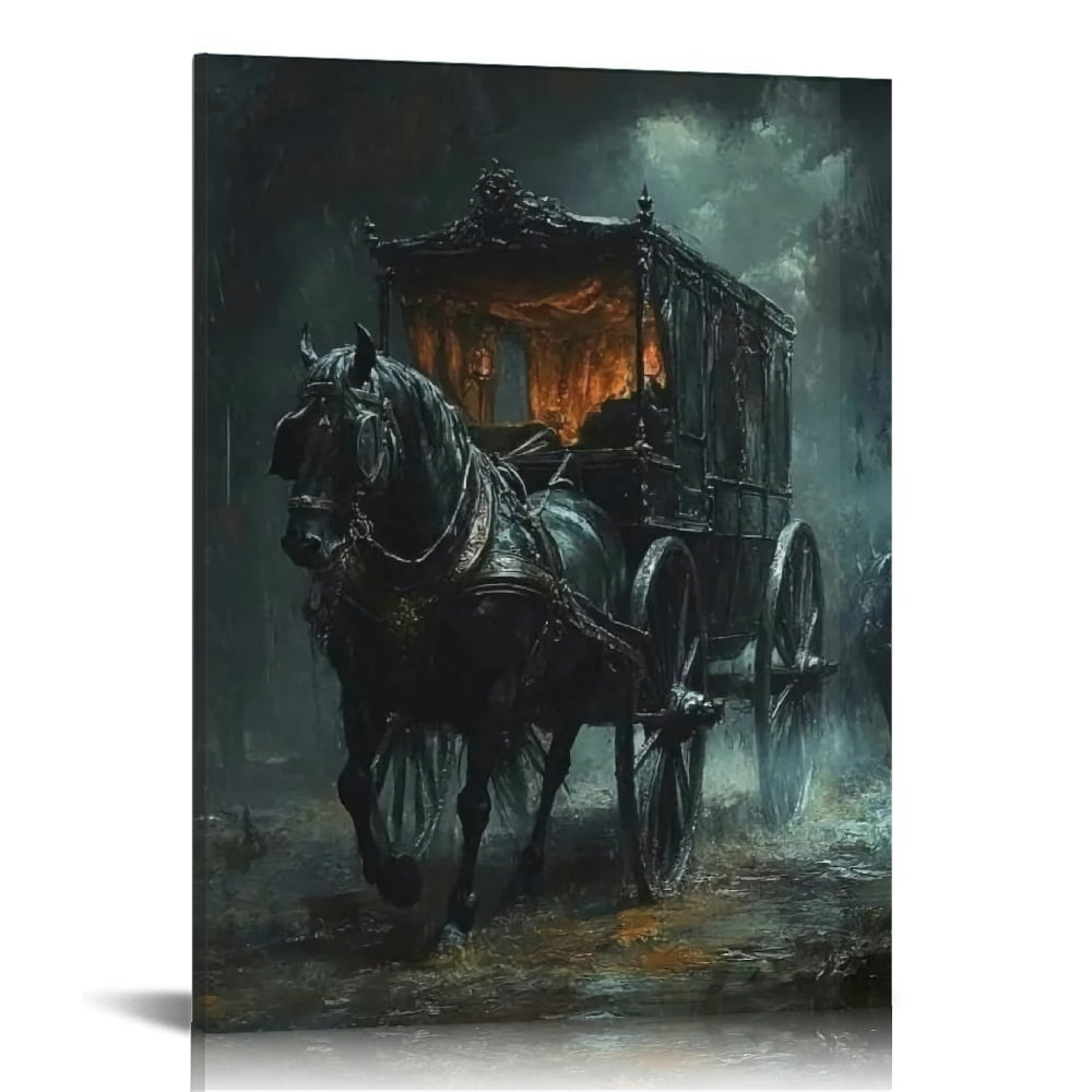 Vintage Halloween Mysterious carriage Canvas Wall Art Painting,Gothic ...