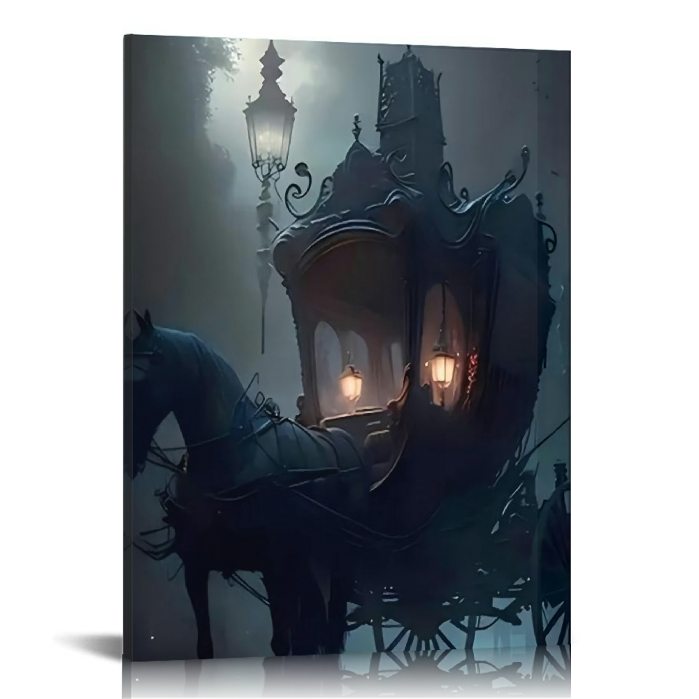 Vintage Halloween Mysterious carriage Canvas Wall Art Painting,Gothic ...