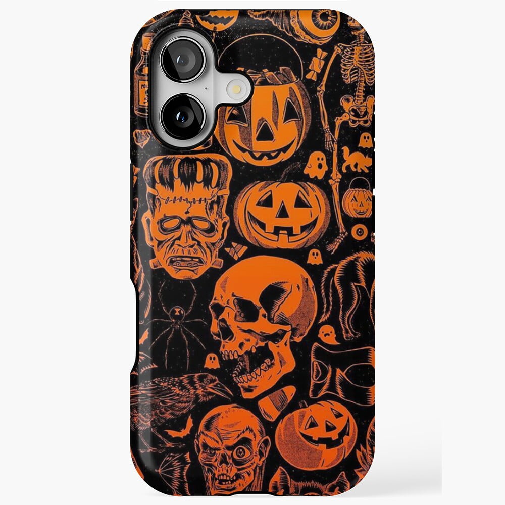 Vintage Halloween Pattern Retro creepy Holiday Themed Graphic iPhone ...