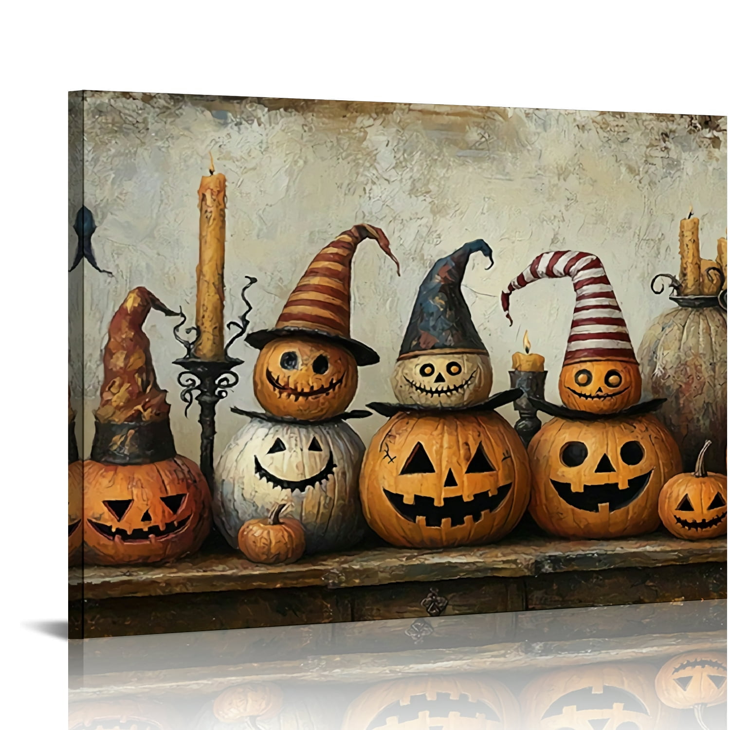 Vintage Halloween Pumpkin Dwarf Canvas Wall Art Painting ，Gothic Print ...