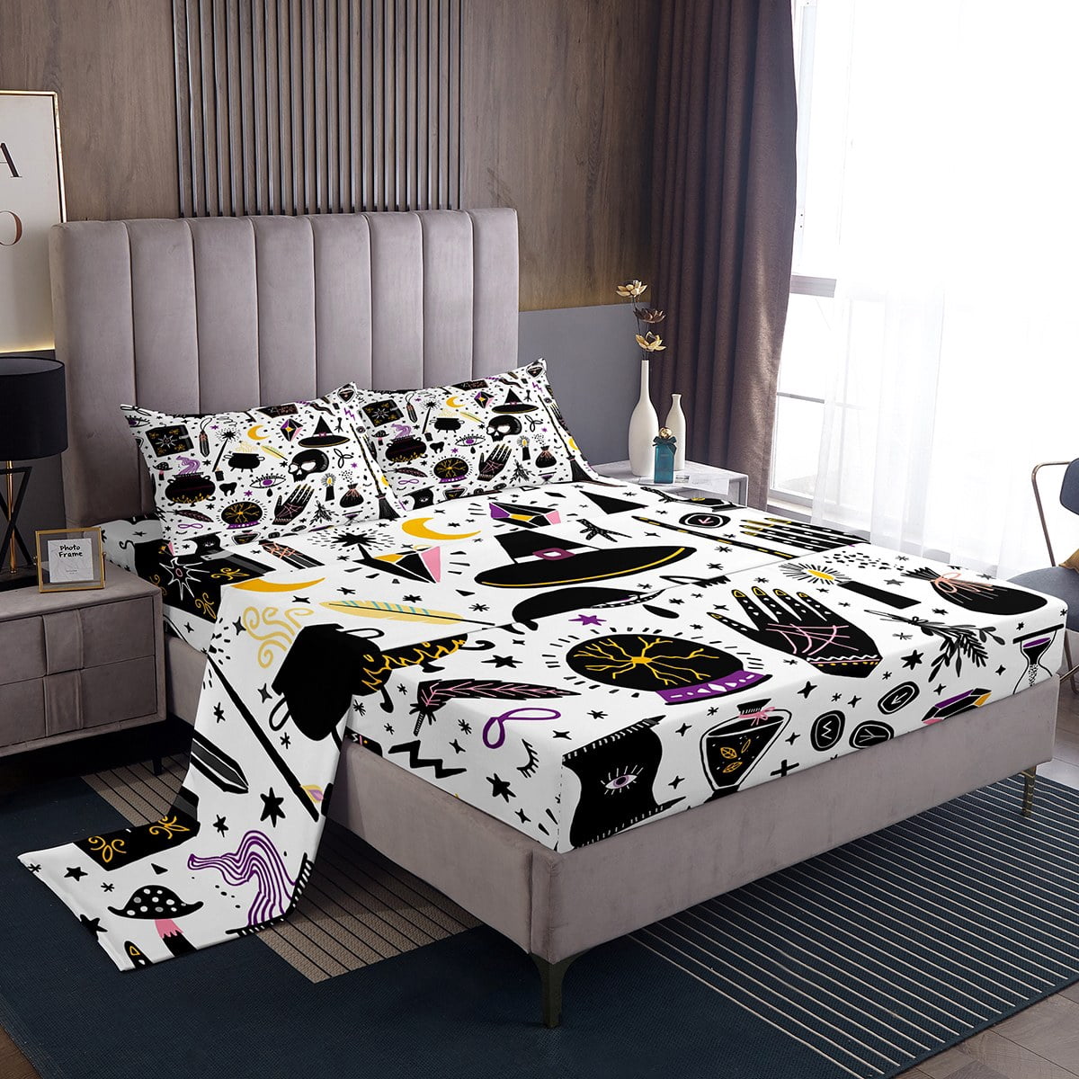 Vintage Halloween Sheet Set Adults,Gothic Boho Sheets Twin Size Spooky ...