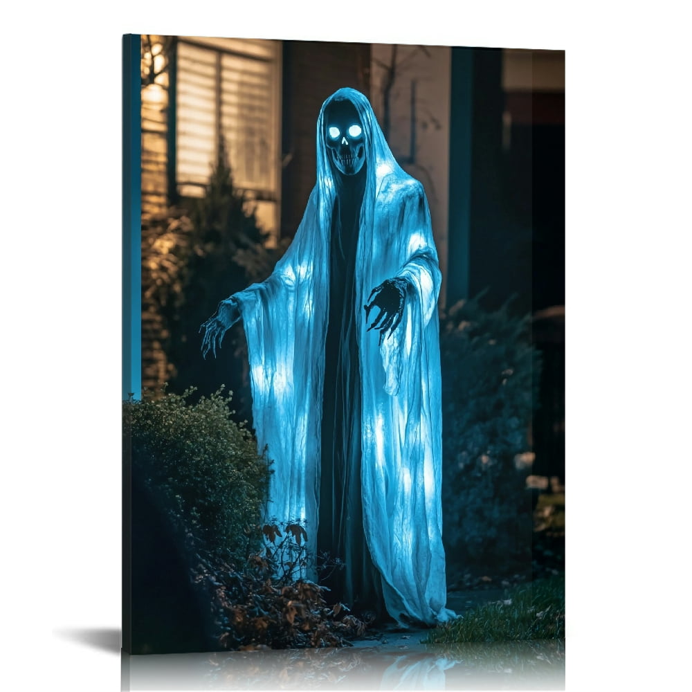 Vintage Halloween Skeleton Ghost Canvas Wall Art Painting ,Gothic Print ...