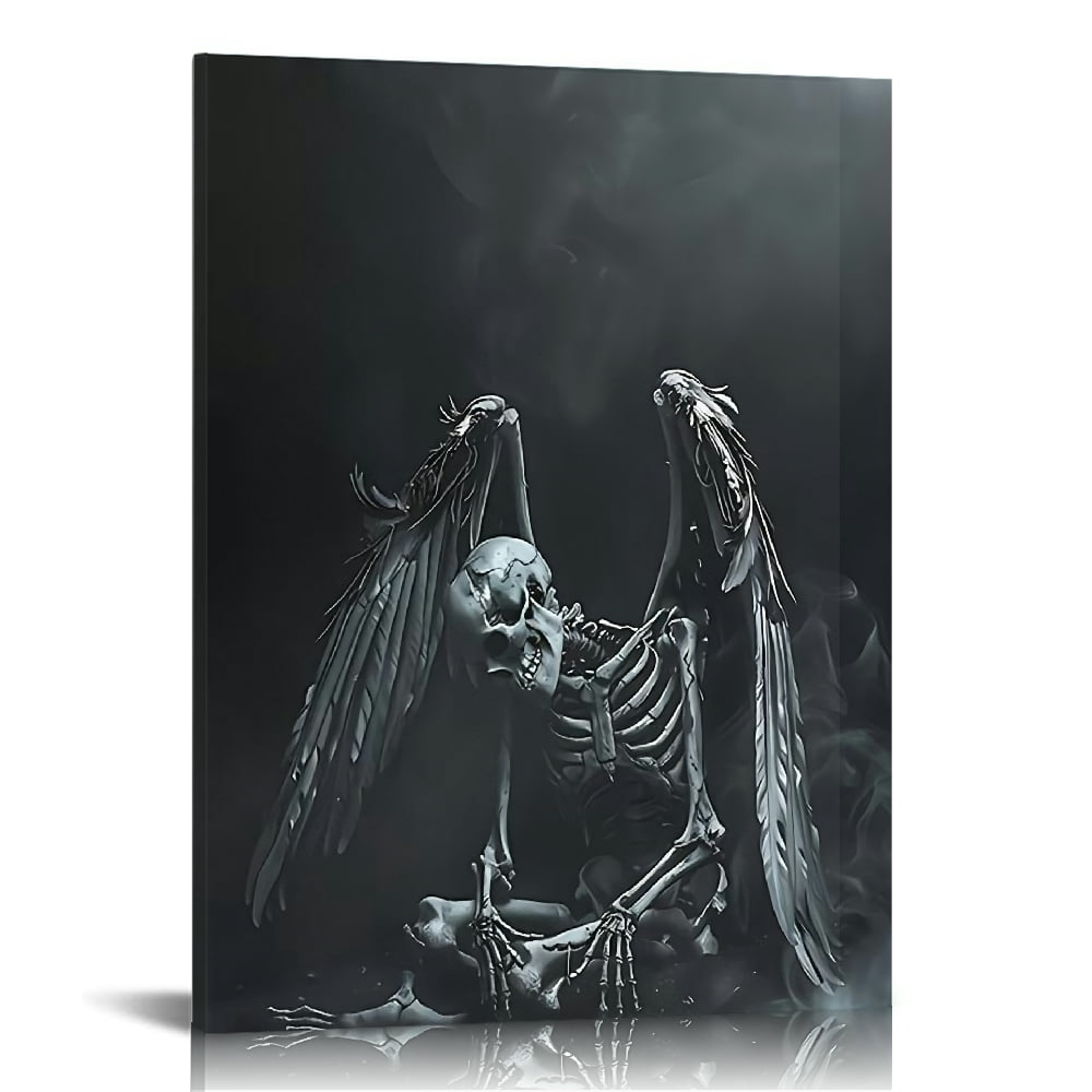 Vintage Halloween Skeleton Man Canvas Wall Art Painting,Gothic Print ...