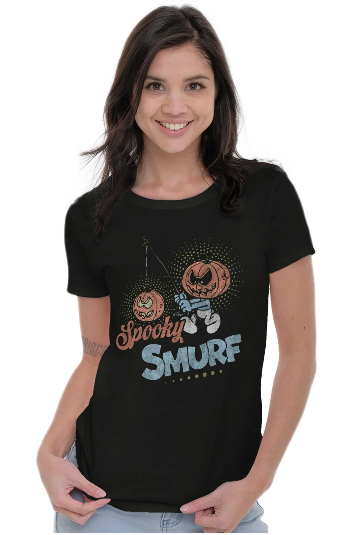 Vintage Halloween Spooky Smurf Women's T Shirt Ladies Tee Brisco Brands ...